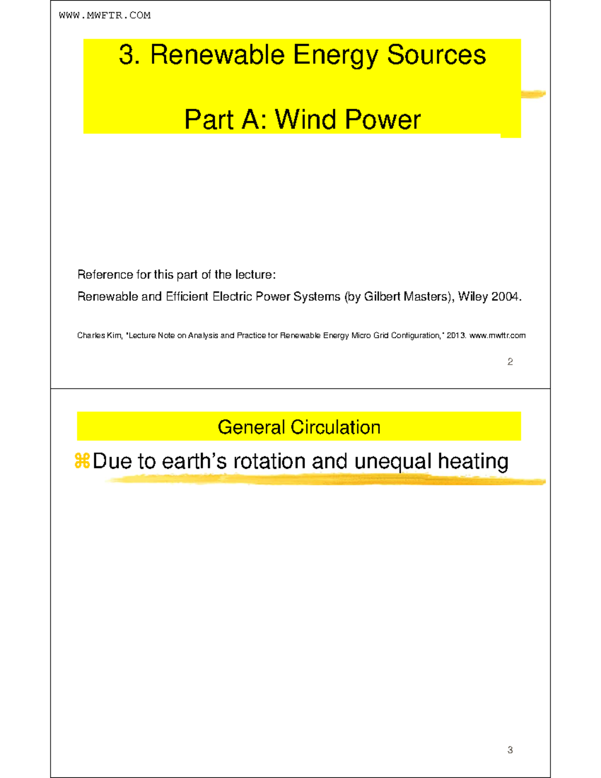 Power plant engineering - 2 3. Renewable Energy Sources Part A: Wind ...