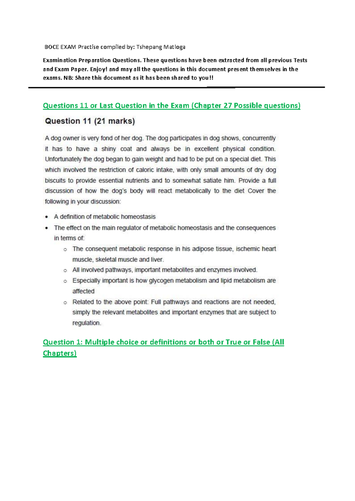 BOCE EXAM PREP: Past Papers & Practice Questions Compiled - Studocu