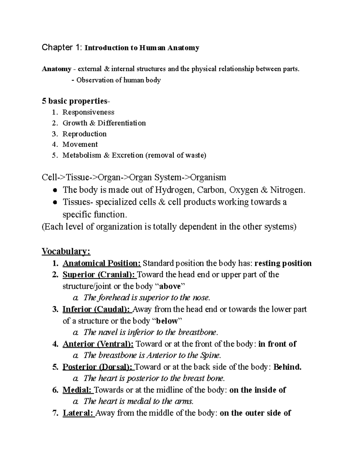 Chapter 1 Introduction to Human Anatomy - Chapter 1: Introduction to ...