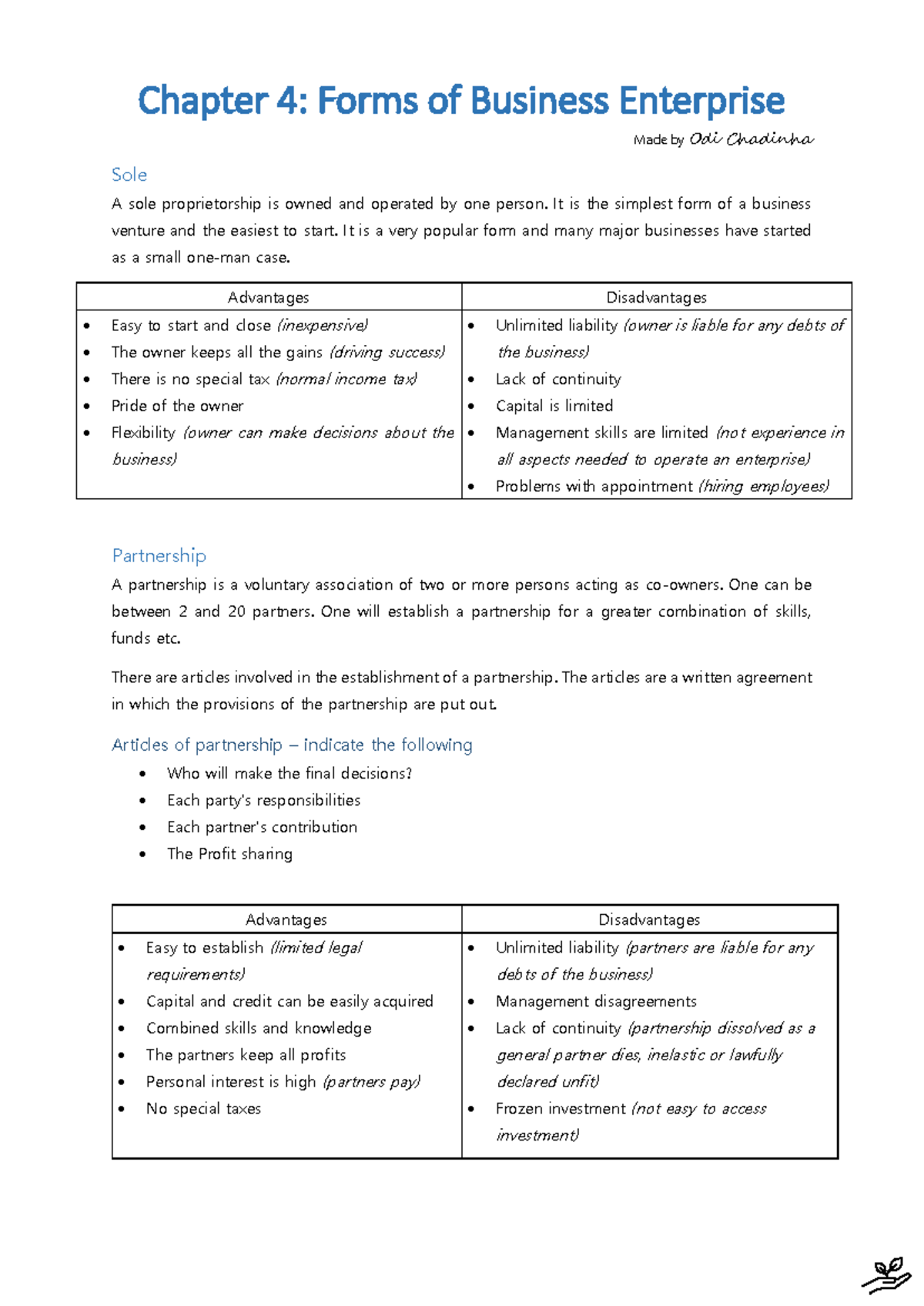 Chapter 4 - Understanding Different Forms of Business Enterprises - Studocu
