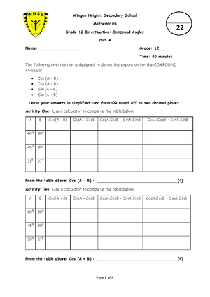Trigonometry recap of sin cos an tan - Trigonometry C Opposite ...