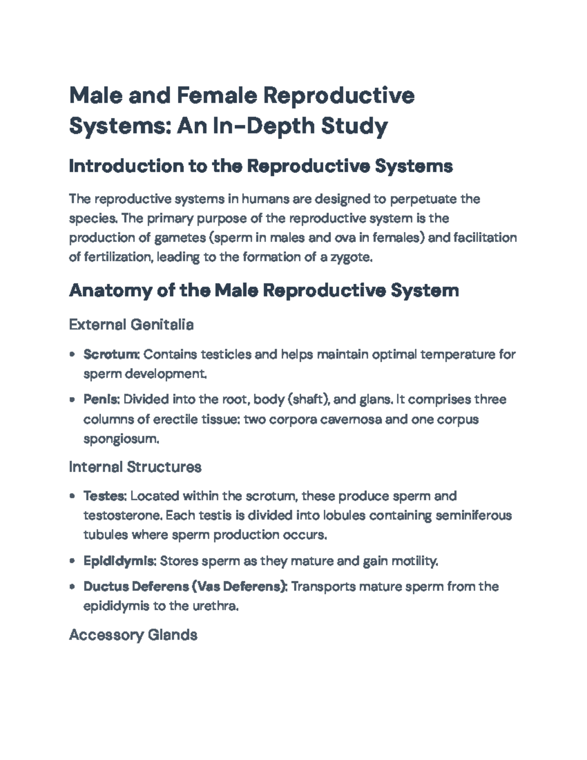 Comprehensive Guide to Male and Female Reproductive Systems - Male and ...