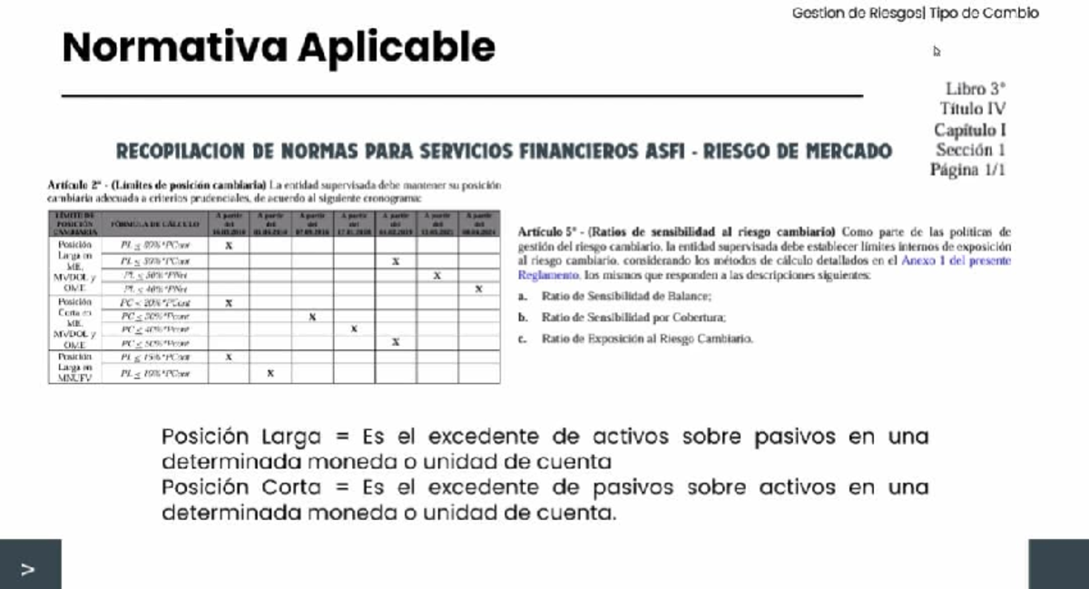 Gestión de Tipo de Cambio: Normativa y Riesgo de Mercado - ASFI 03 ...