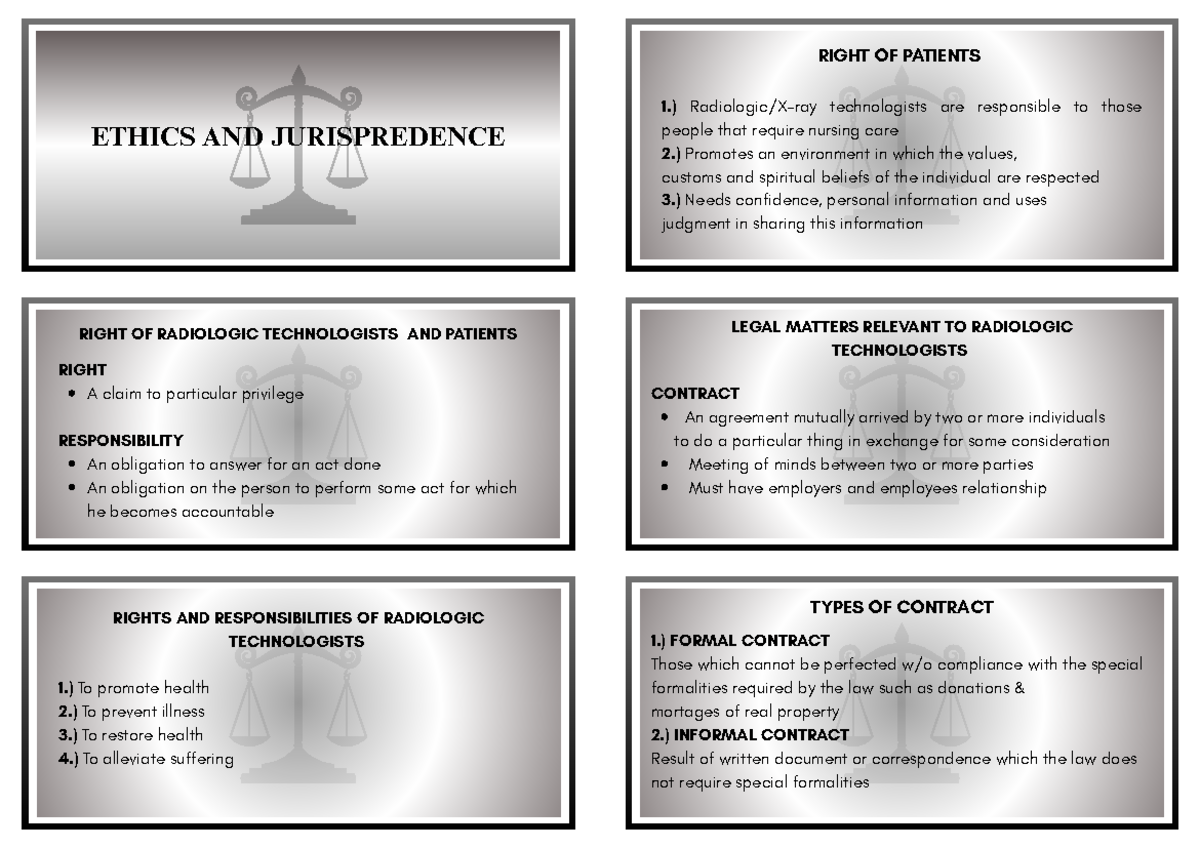Ethics and Jurisprudence for Radiologic Technologists (RT 101) - Studocu