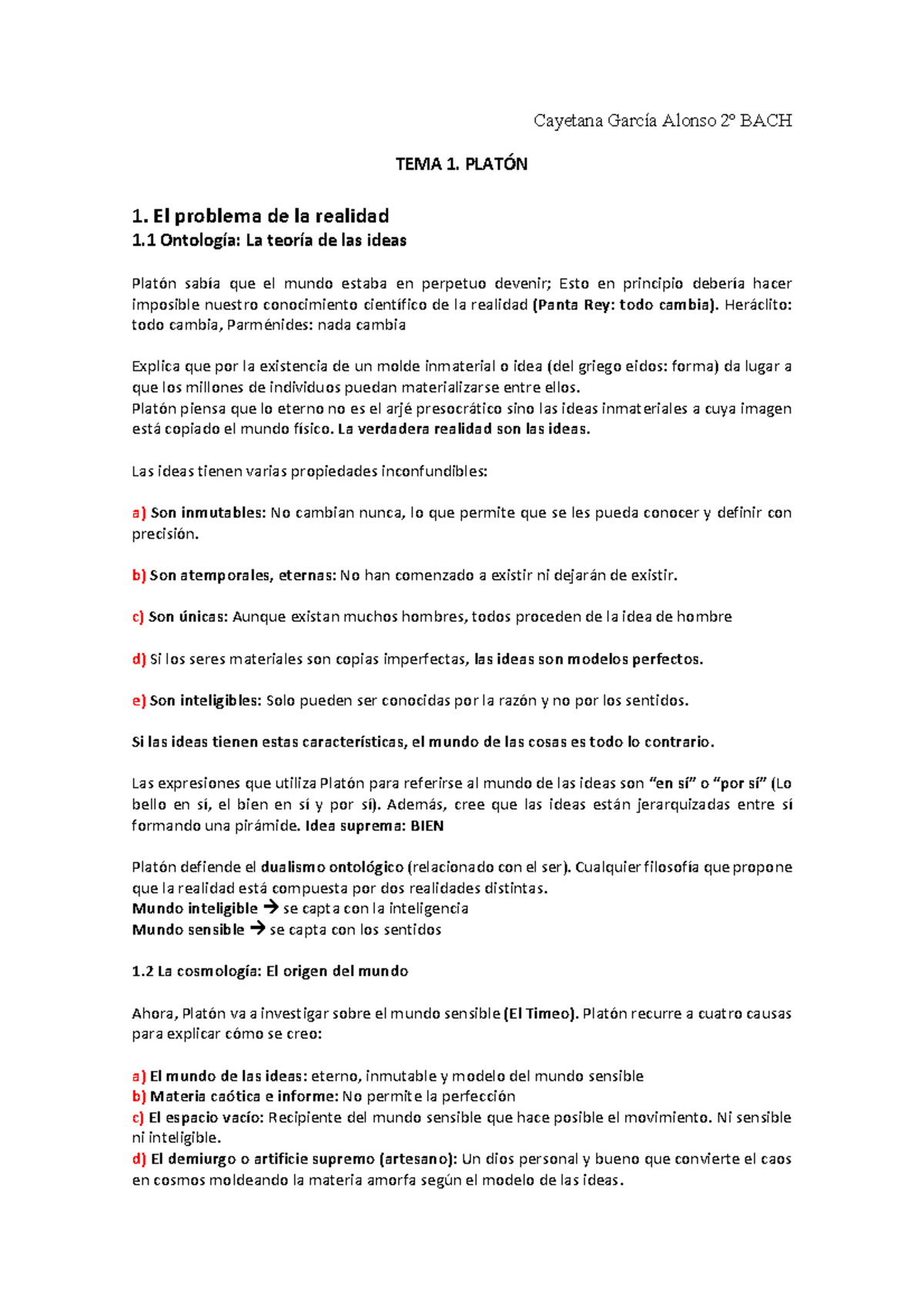 T.1. Apuntes sobre Platón: Ontología, Dios, Hombre y Conocimiento - Studocu
