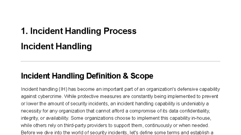 1. Incident Handling Process Overview: Cybersecurity Essentials - Studocu