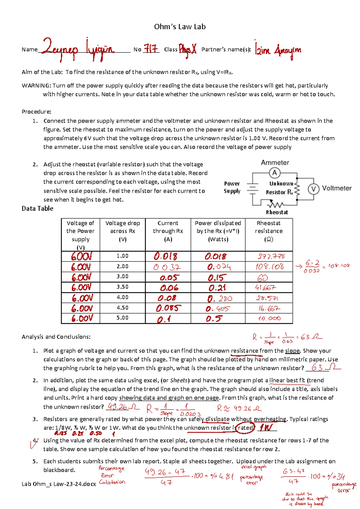Lab Report: Ohm's Law Analysis - PHYS 717 - 2023-2024 - Studocu