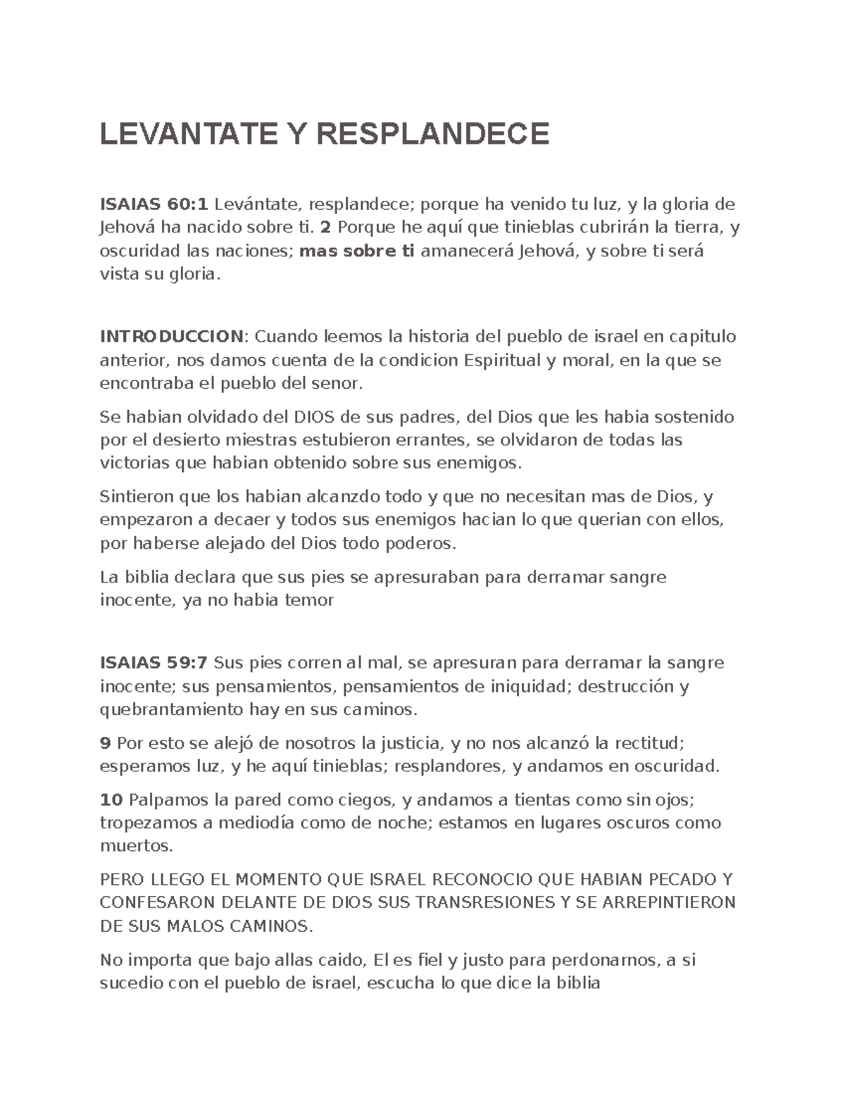 Levantate Y Resplandece - LEVANTATE Y RESPLANDECE ISAIAS 60:1 Levántate ...