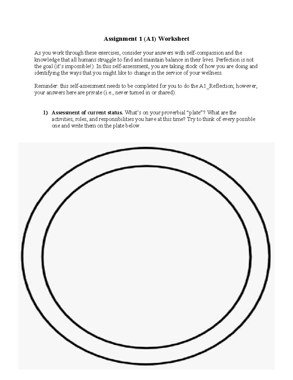 A1 Worksheet: Assessing Wellness and Stress Management - Studocu