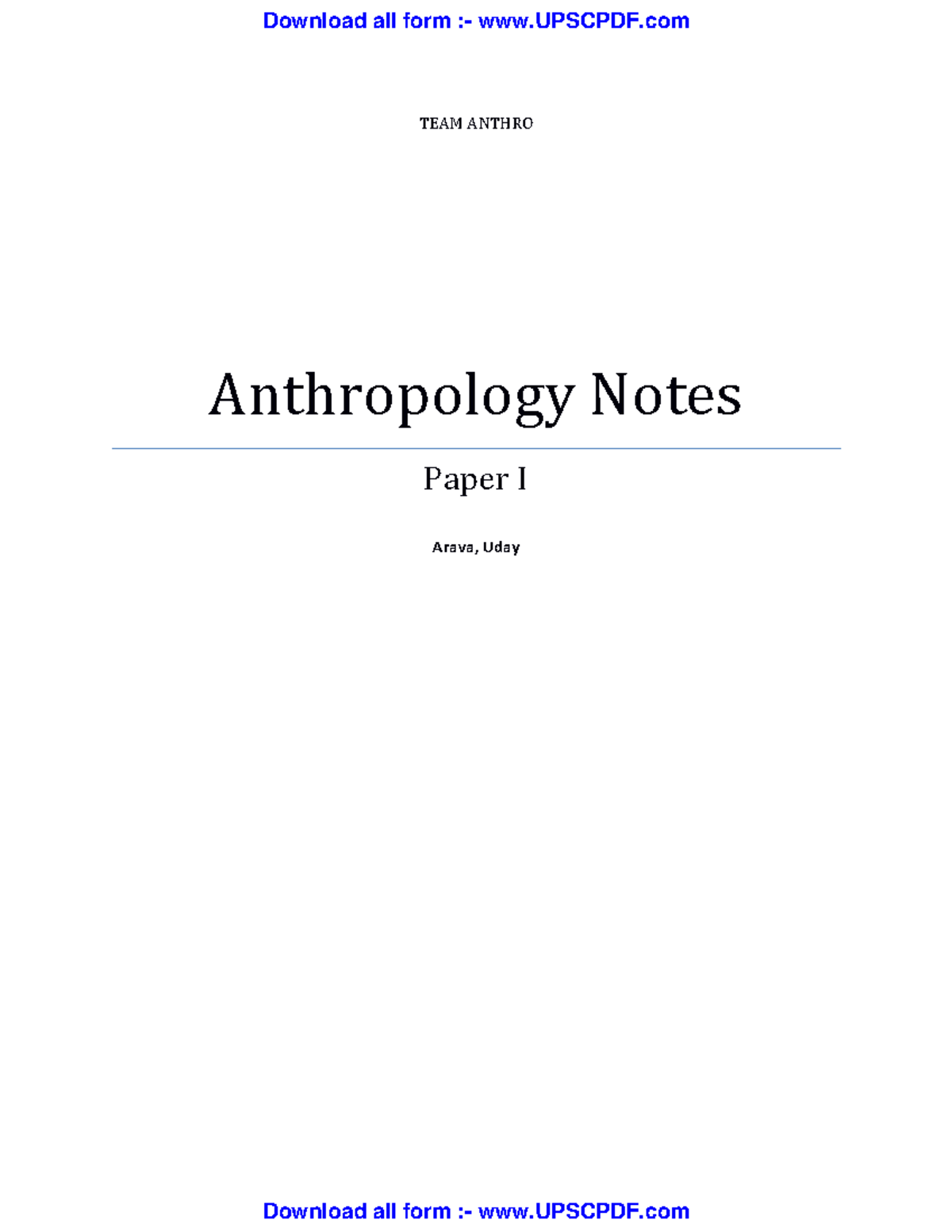 Anthropology Paper I Notes - Comprehensive Overview and Insights - Studocu