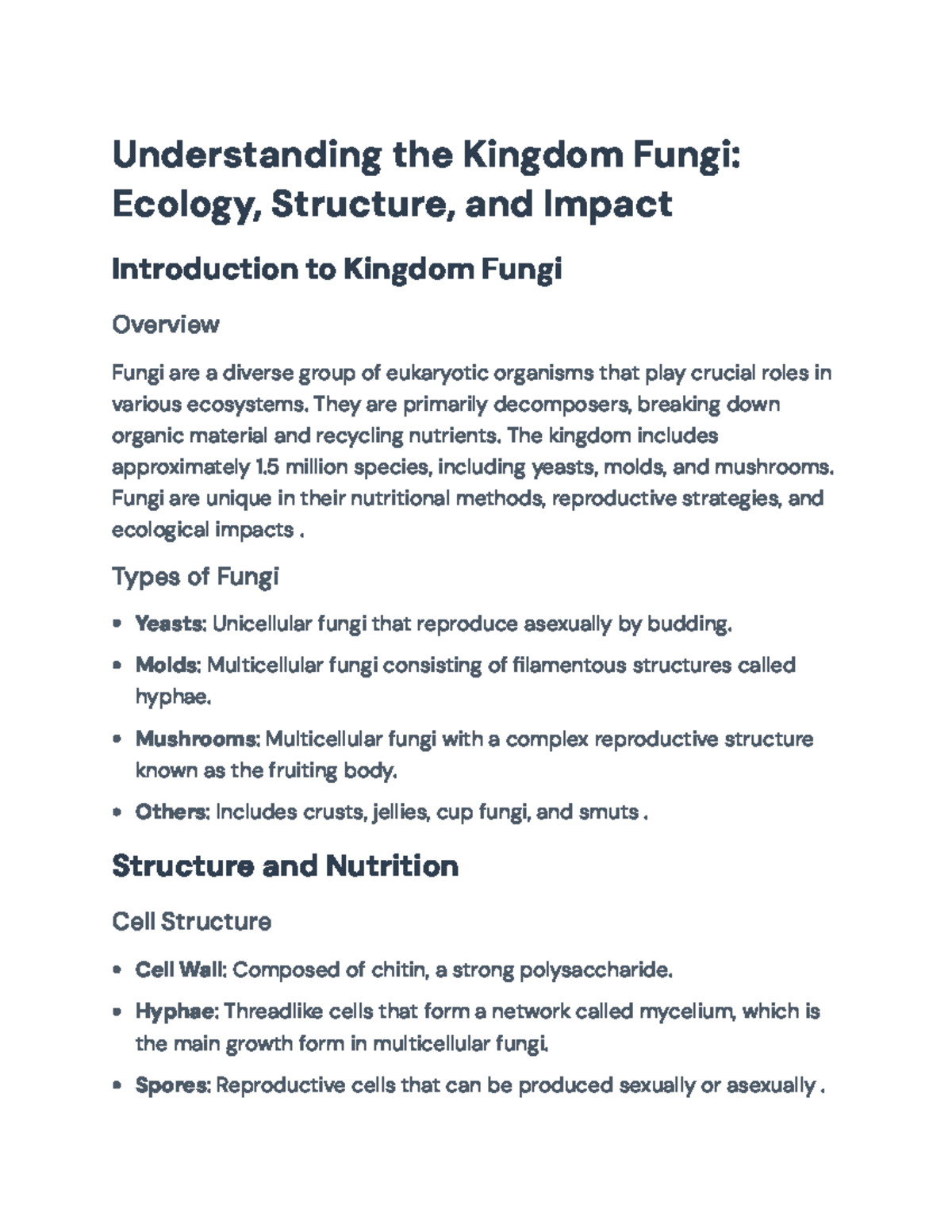 Understanding Kingdom Fungi: Ecology, Structure & Human Impact ...