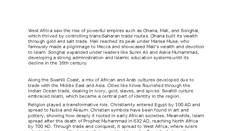 The Rise and Influence of West African Empires: Ghana, Mali, and ...