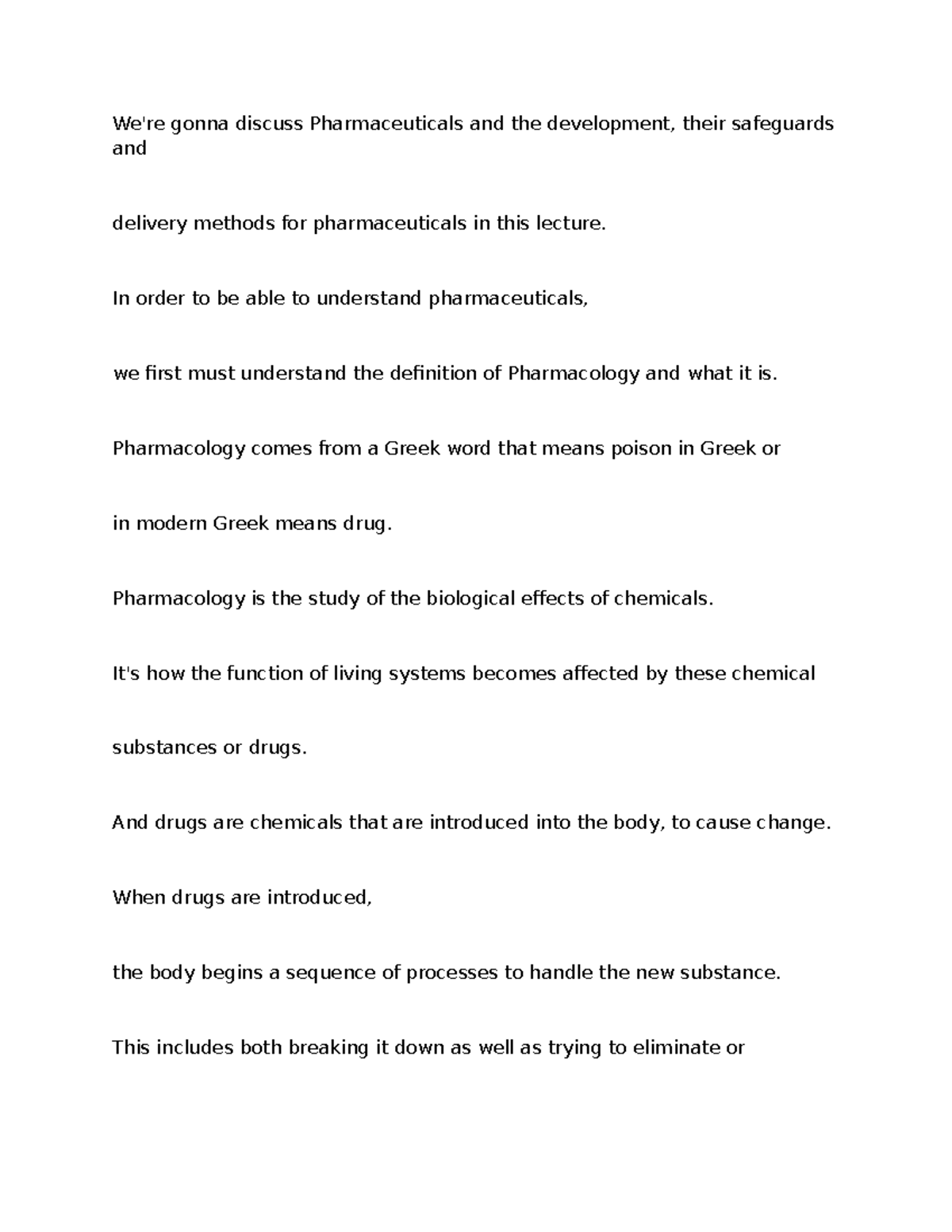 Pharm 322 Lecture: Overview of Pharmacology, Drug Development ...