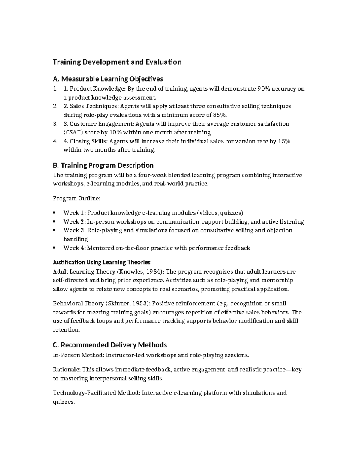 VEM2 Task 2 - Training Development & Evaluation Strategies - Studocu