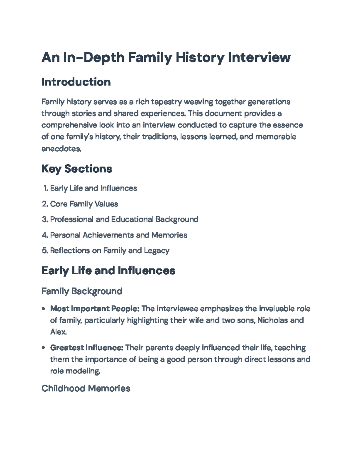 Family History Interview: A Legacy of Values and Memories - An In-Depth ...