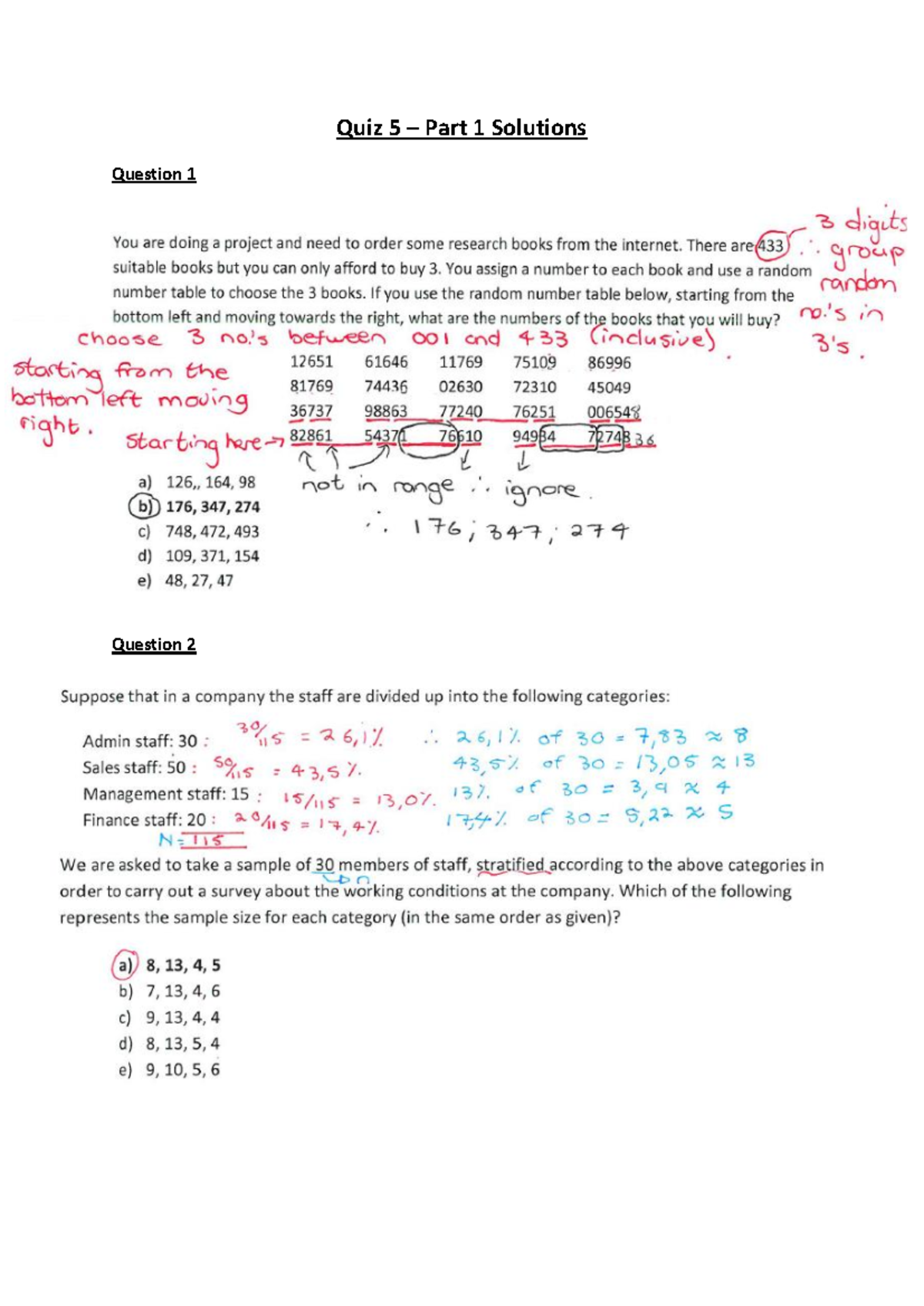Quiz Part 1 - quiz - STAT222 - Quiz 5 – Part 1 Solutions Question 1 Question 2 Questions 3 and 4 ...
