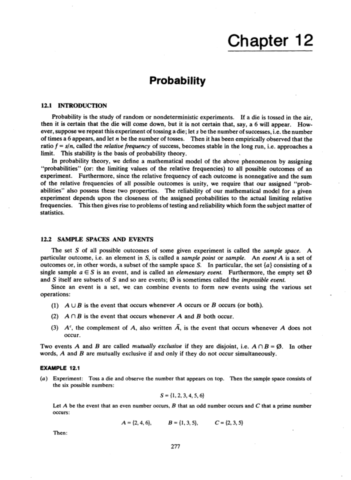 Probability Chapter 12: Understanding Random Experiments and Events ...