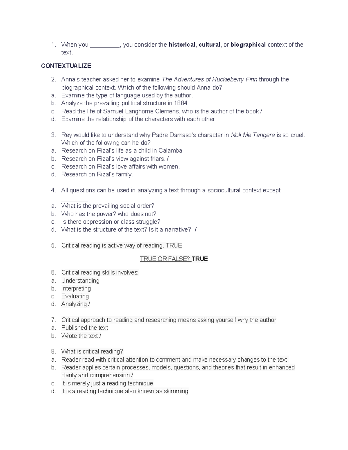 21st Century - Quiz 2 Study Guide on Contextual Analysis - Studocu