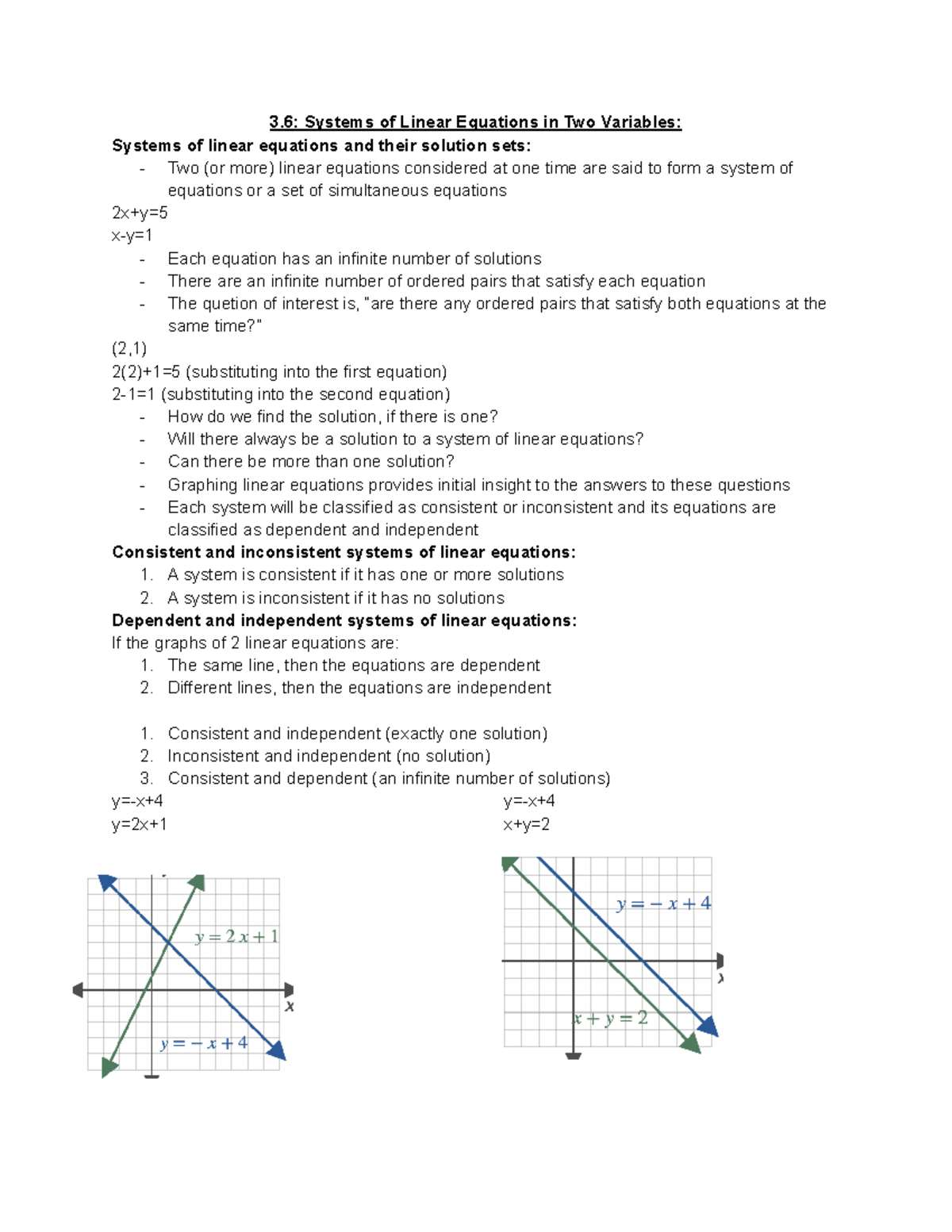 3.6 math - notes - 3: Systems of Linear Equations in Two Variables ...