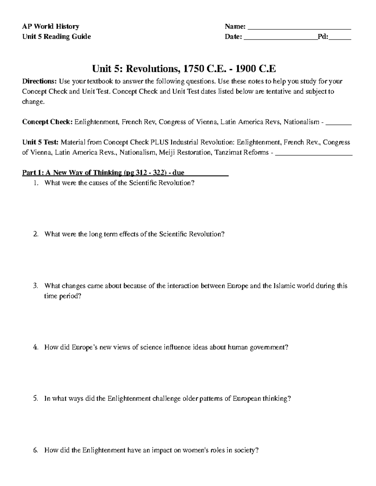 AP World Unit 5 Study Guide: Revolutions & Industrialization - Studocu