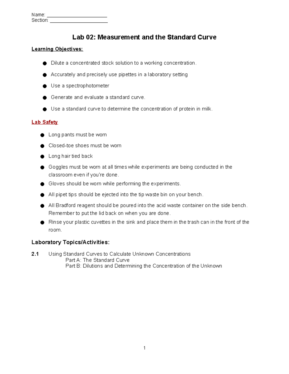 Standard Curve Protocoland Data Sheet v8 milk 1m L - ####### Section
