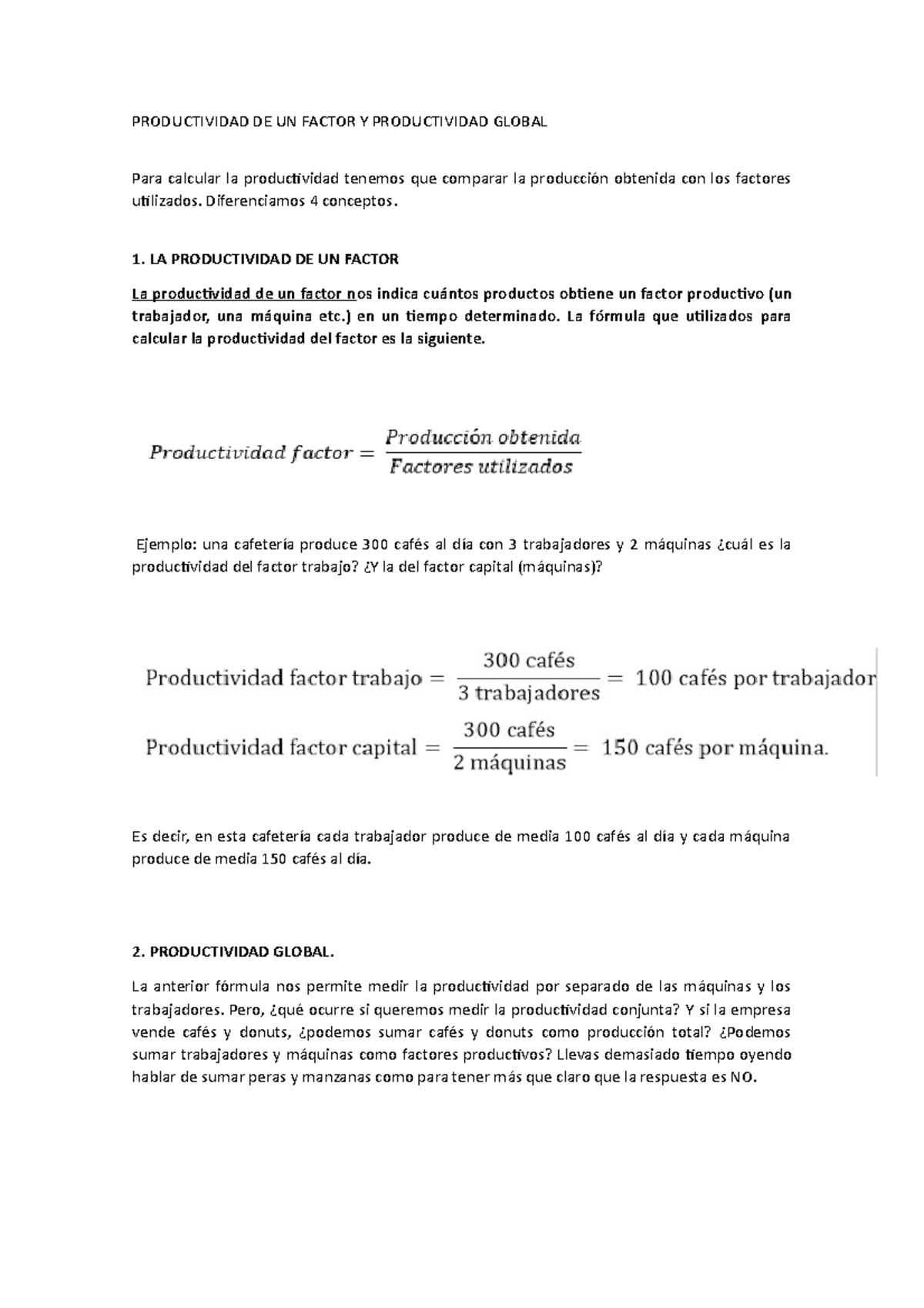 Teor Ã­a y ejemplos sobre el c Ã¡lculo de la Productividad ...