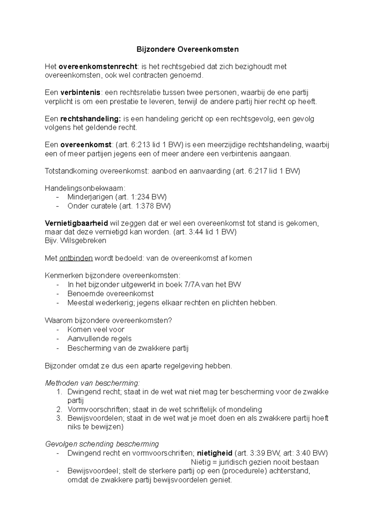 Bijzondere Overeenkomsten: Belangrijke Aspecten en Regels in het BW ...
