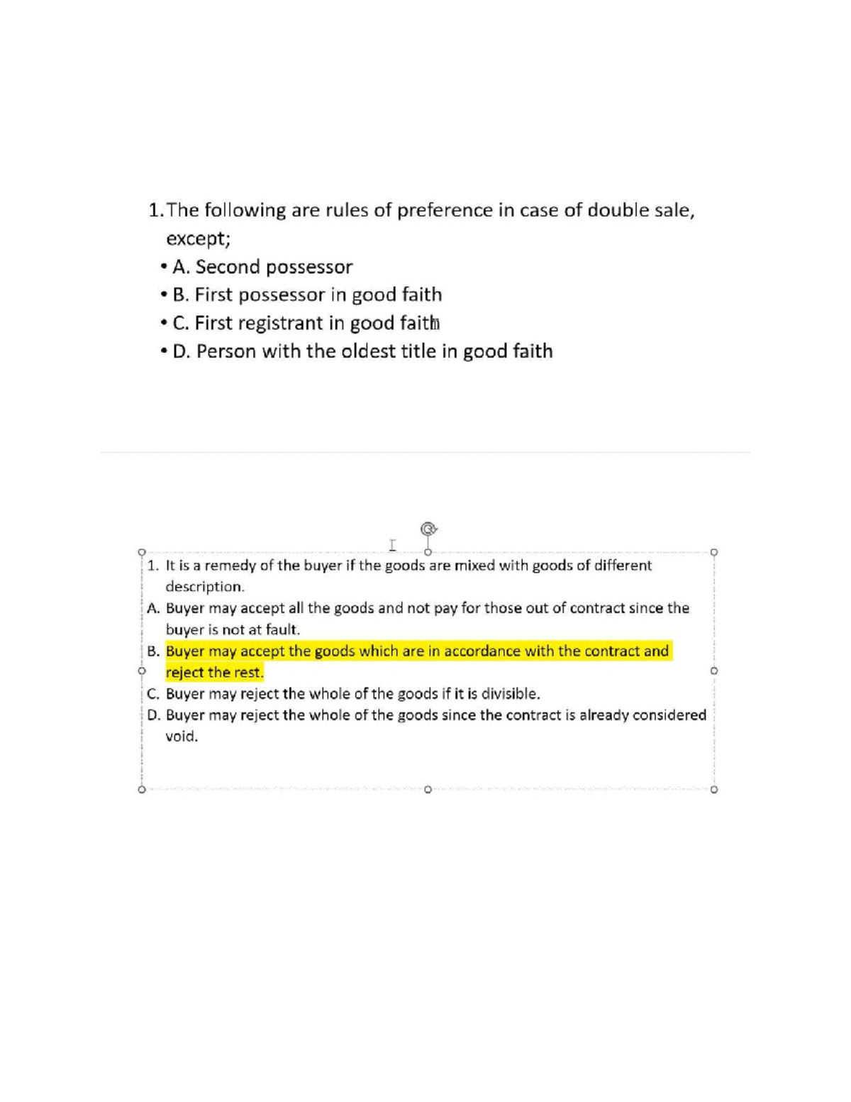 Practical Rules of Preference in Double Sale - Doc1 - Studocu
