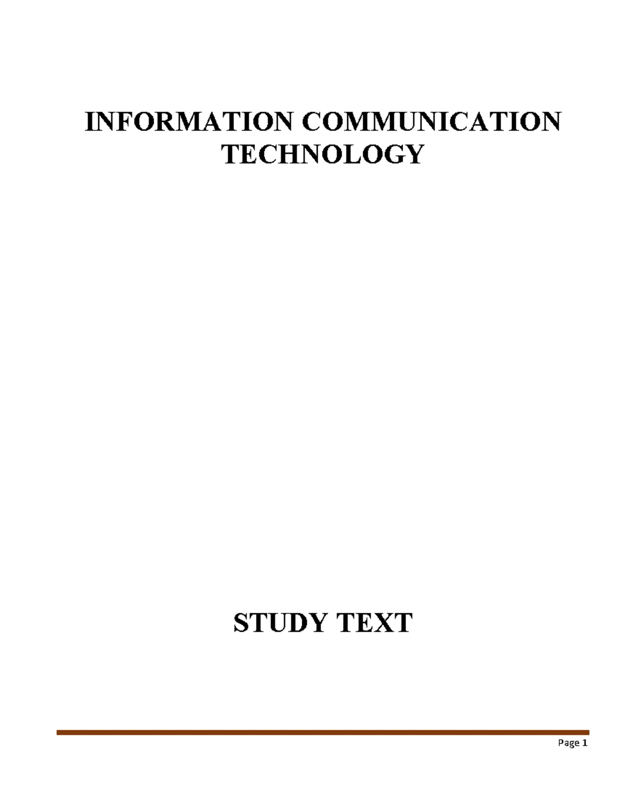 Introduction To Ict Lecture Notes Introduction To Ict Ict Or