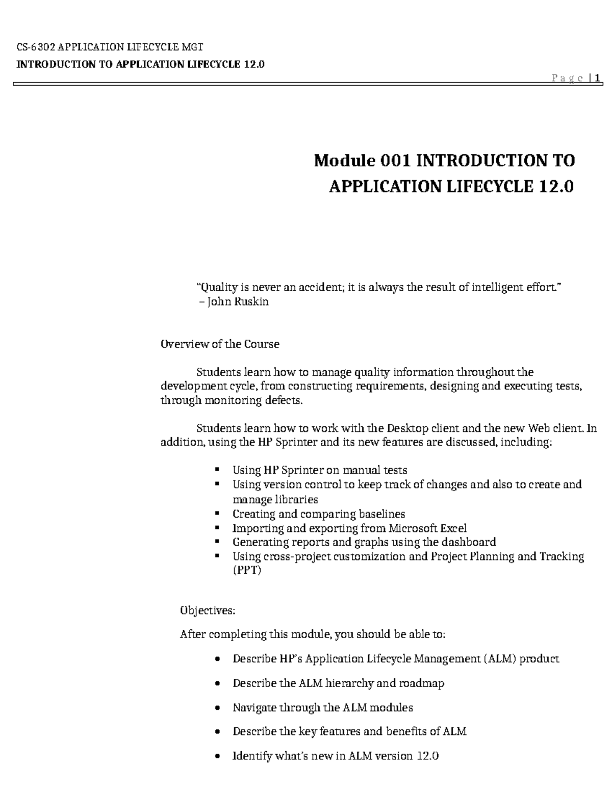 W1 Module 1- Introduction TO Application Lifecycle 12 out ...