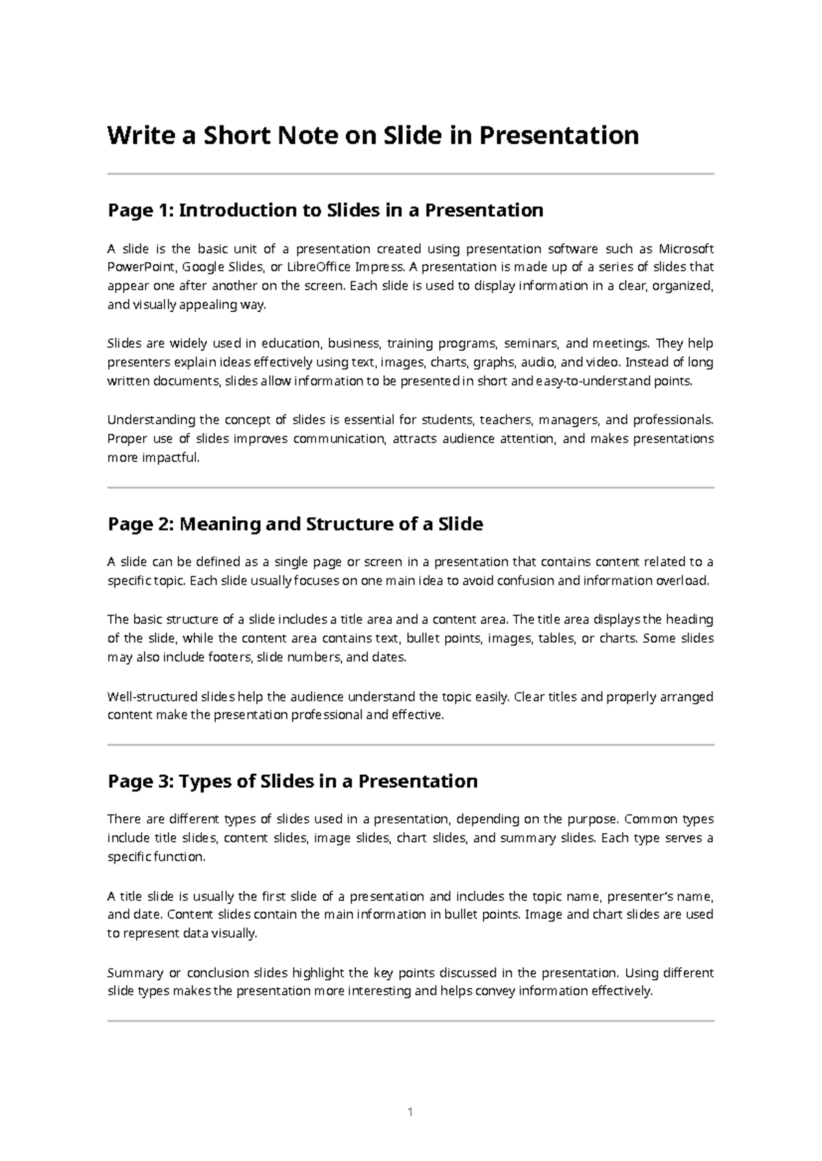 Understanding Slides in Presentations: Key Concepts & Types - Studocu