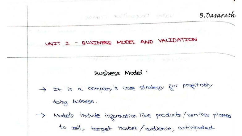 EP - Unit 2 - Business Model and Validation Notes - Studocu