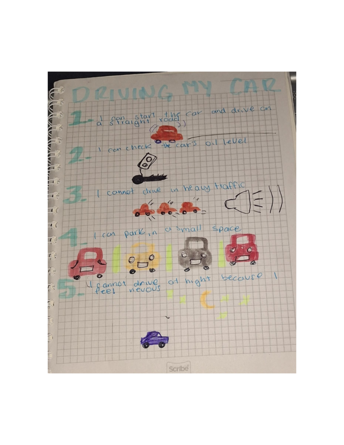 Ingles V Semana 1-2-4 - Oraciones - Inglés - I can start the car and ...