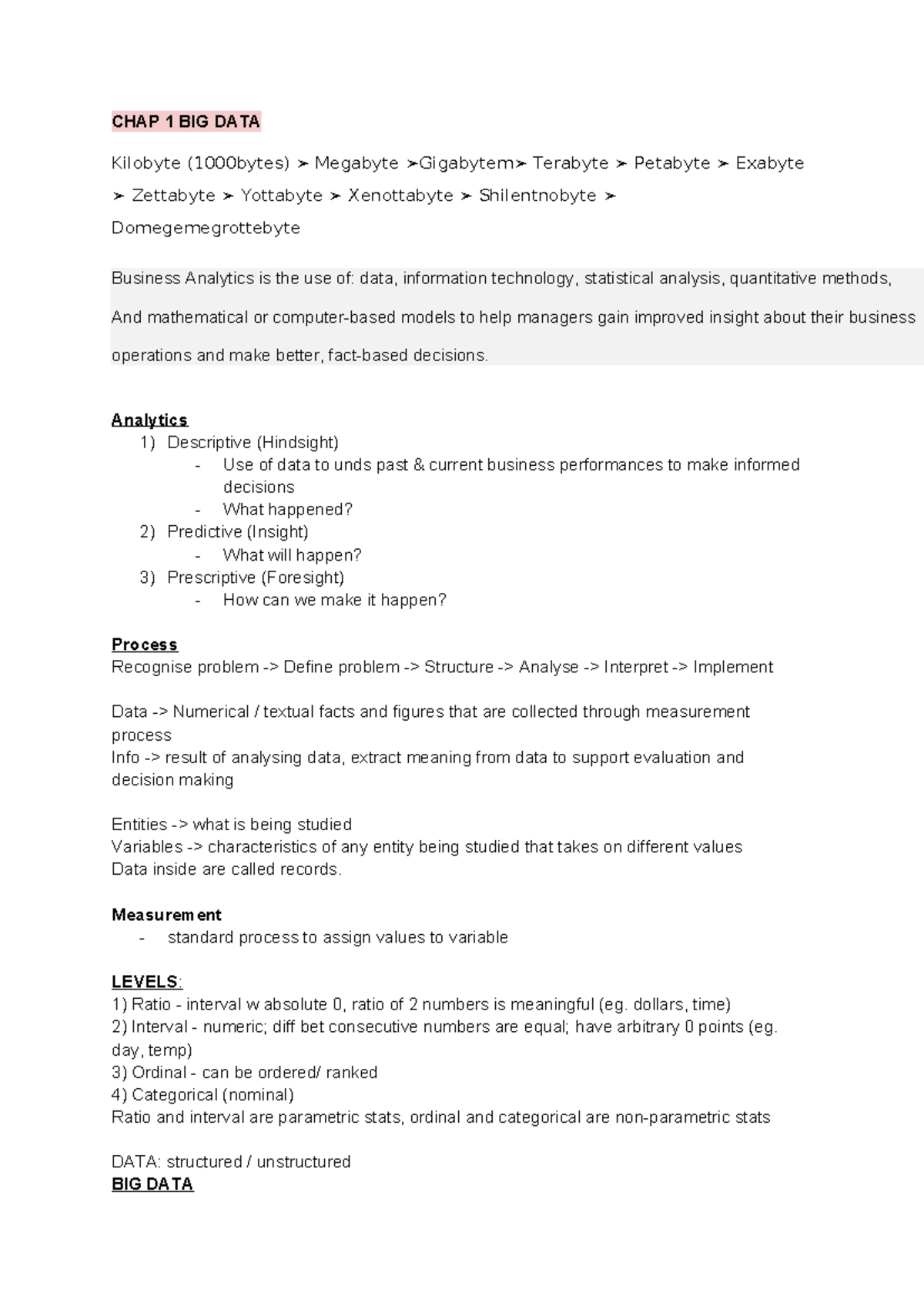 BT1101 Notes - Summary of Business Analytics Concepts and Techniques ...