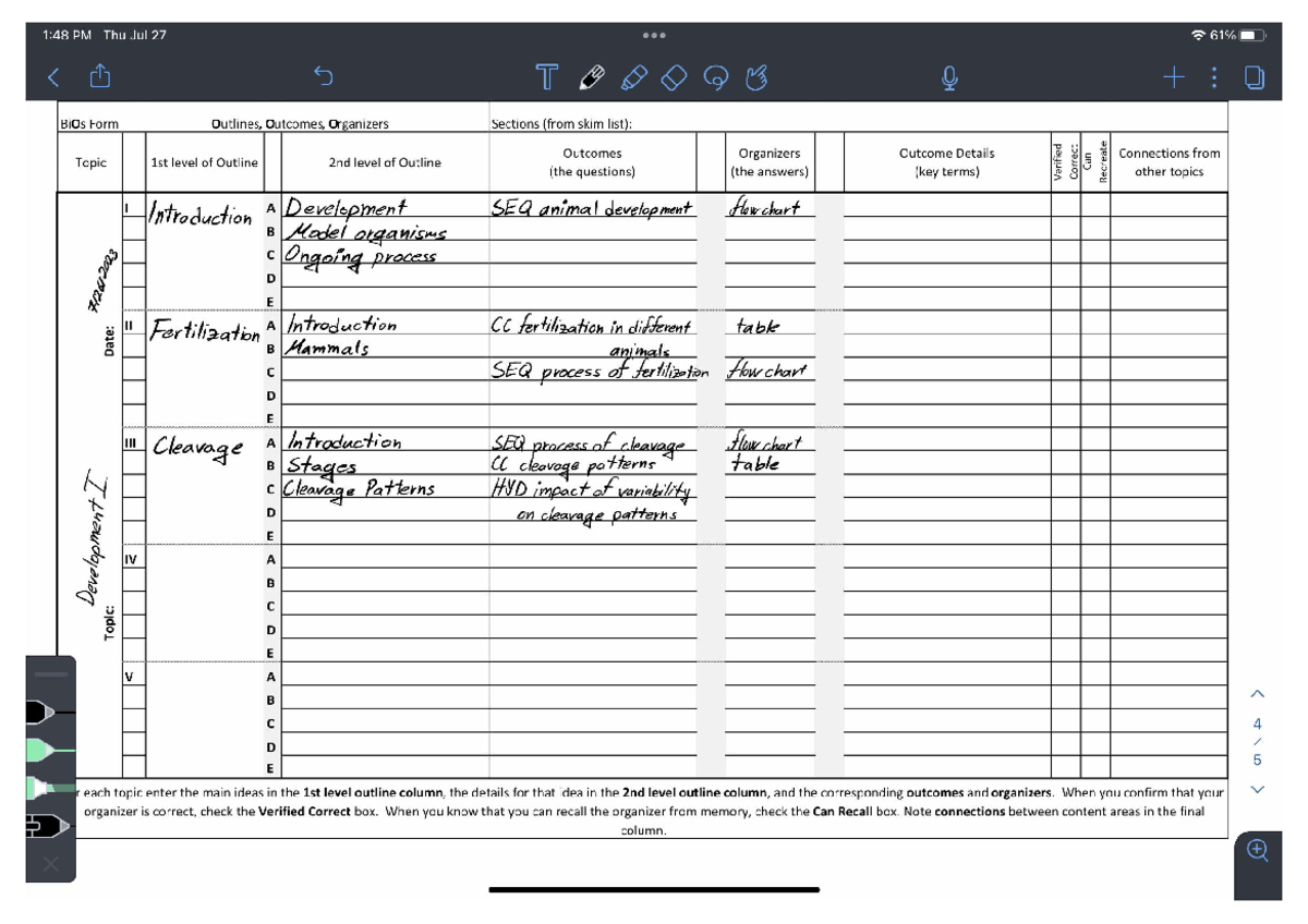 Topic 1-10 - biosform - 1:48 PM Thu Jul 27 5 T K BiOs Form Outlines ...