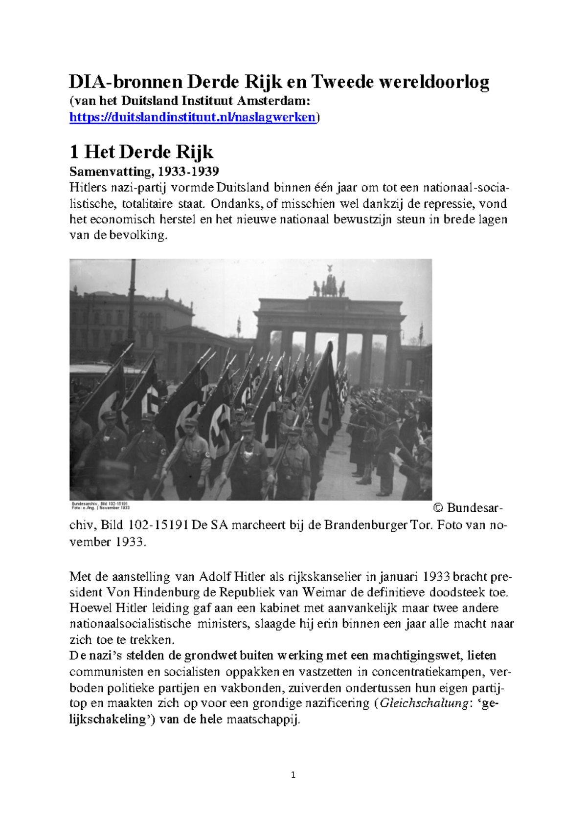 DIA-bronnen: Het Derde Rijk en de Tweede Wereldoorlog (Samenvattingen ...