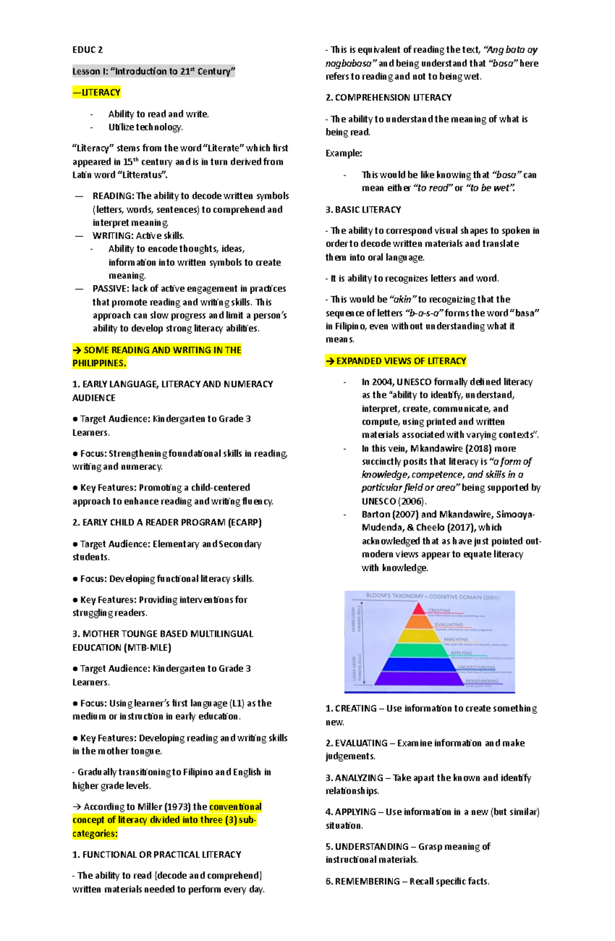 EDUC 2 Lesson I: Enhancing 21st Century Literacy Skills - Studocu