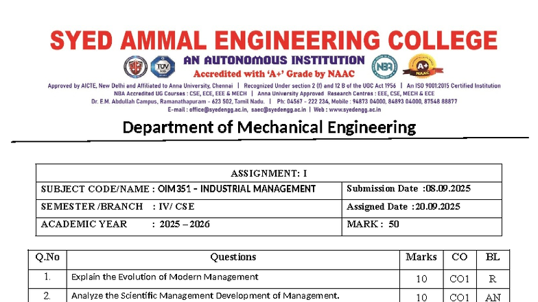 OIM351 IM Assignment 1 - It is best material to study - Department of ...