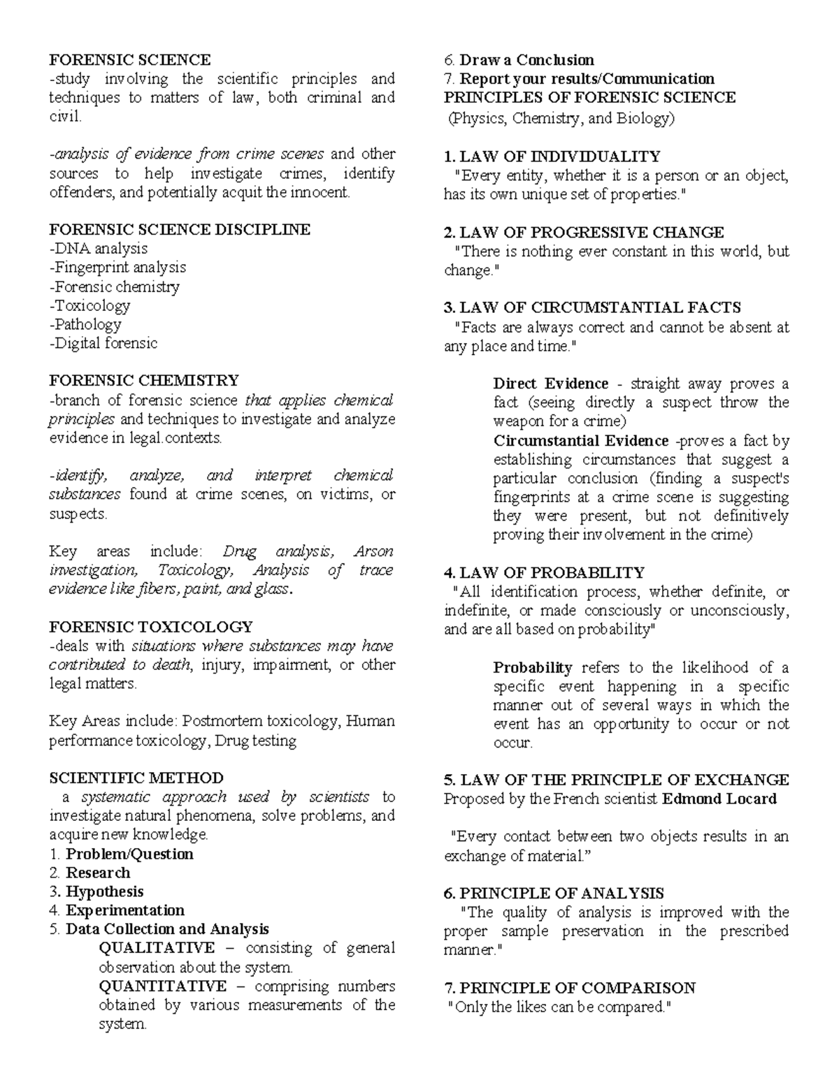 Forensic Science Principles and Techniques Overview (FS 101) - Studocu