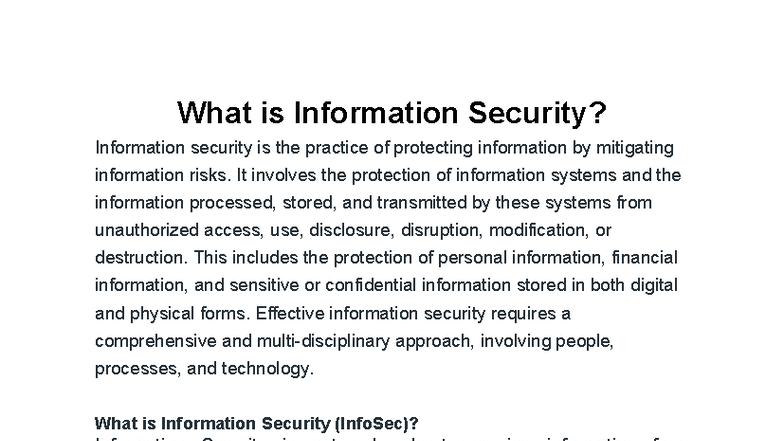 InfoSec 101: Understanding Information Security Principles and ...