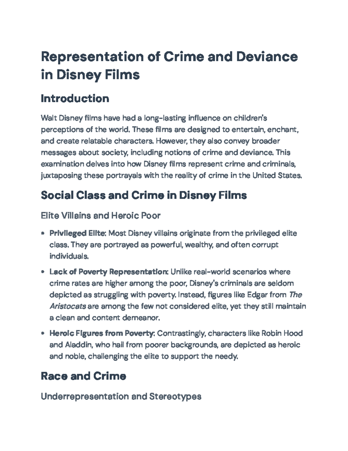 Representation of Crime and Deviance in Disney Films: A Critical ...