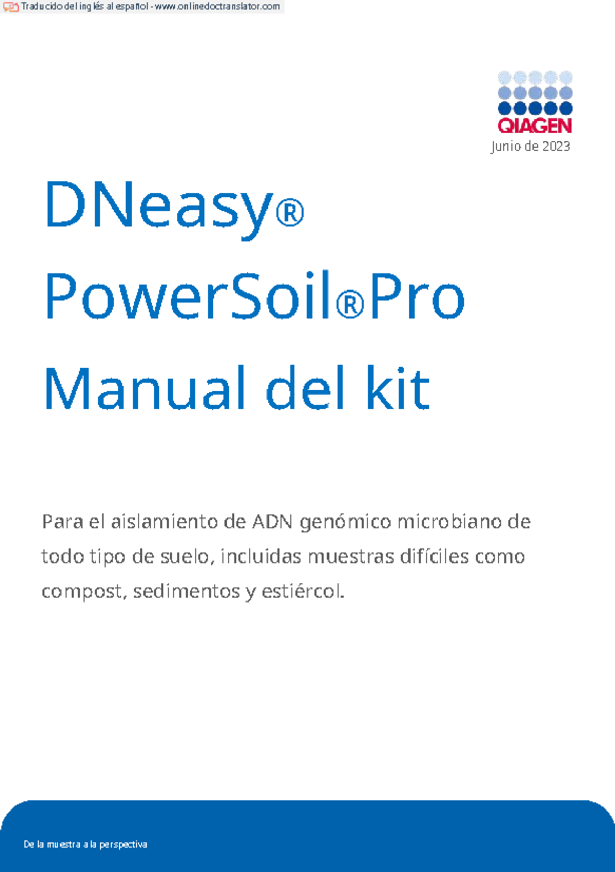 HB-2495-006 Manual del Kit DNeasy PowerSoil Pro - Junio 2023 - Studocu
