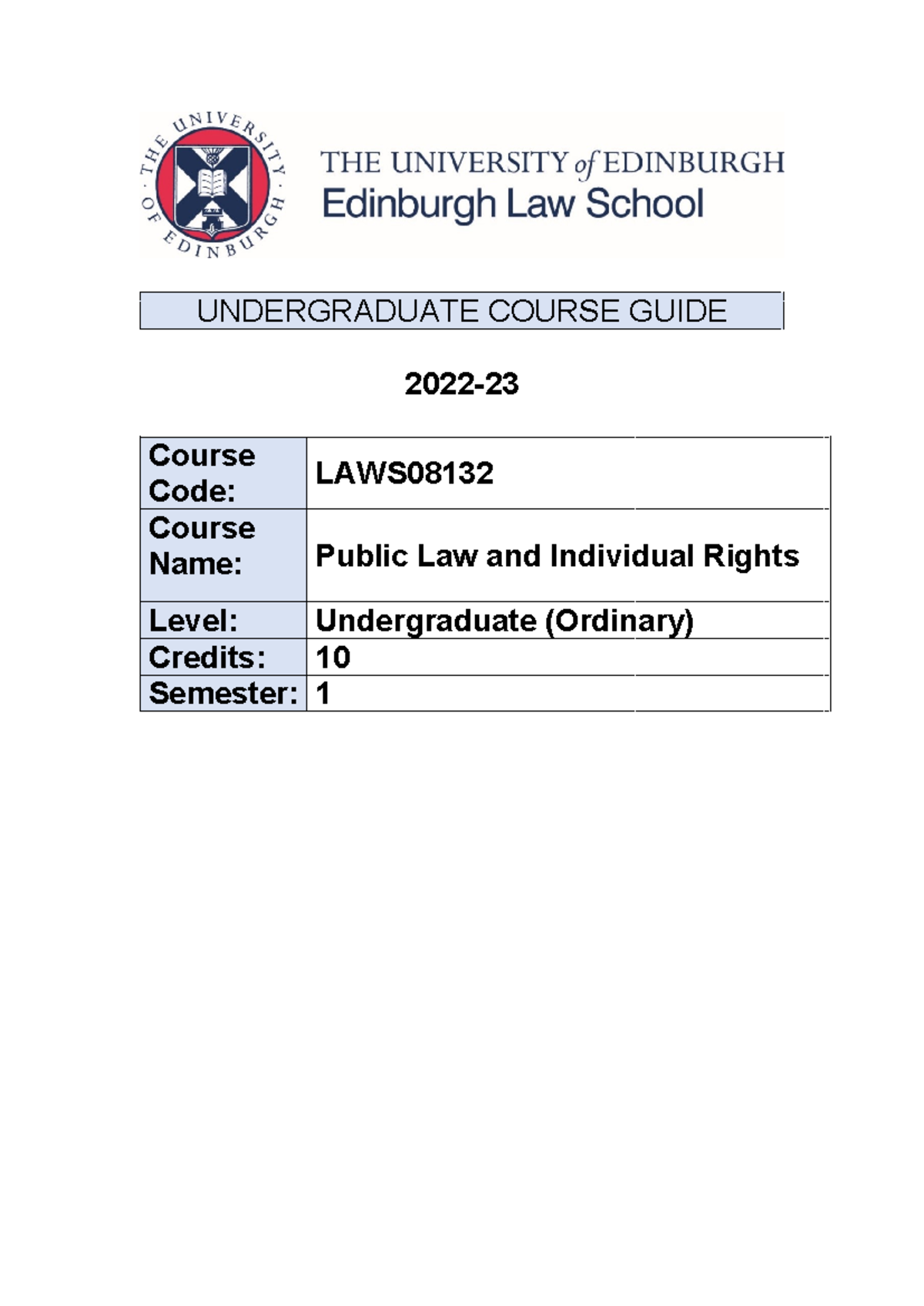 LAWS Course Guide 2022-23: Public Law & Individual Rights Overview ...