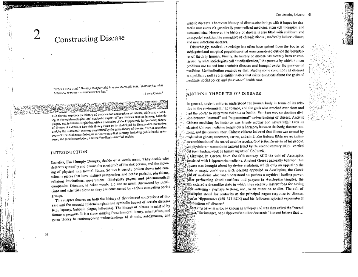 Constructing Disease 41: The Evolution of Medical Theories and ...
