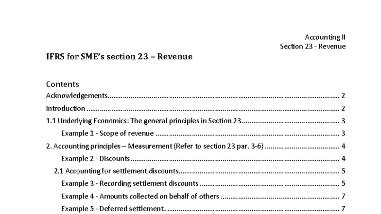 Accounting II: Section 23 Revenue Analysis and Principles - Studocu