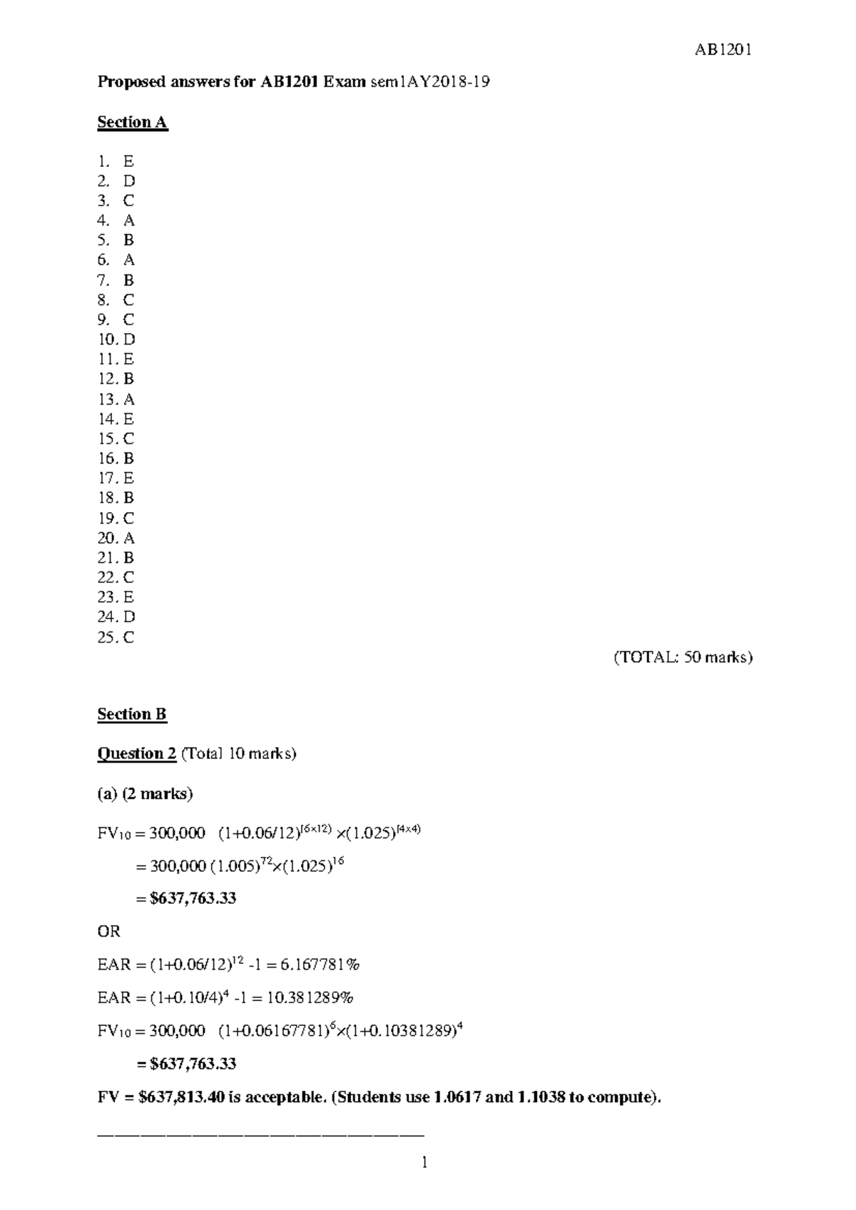 AB1201 AY18-19 Sem 1 A - Proposed Answers for Quiz - Studocu