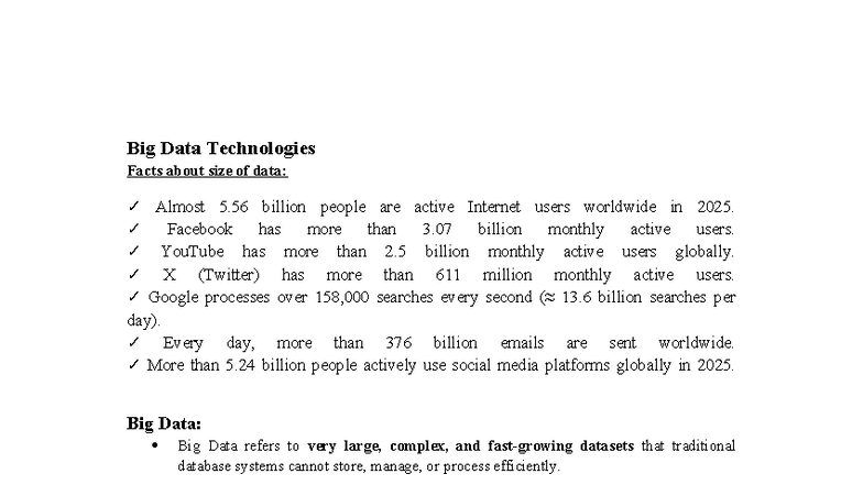 Big Data Technologies Overview: Key Facts and Insights - Studocu