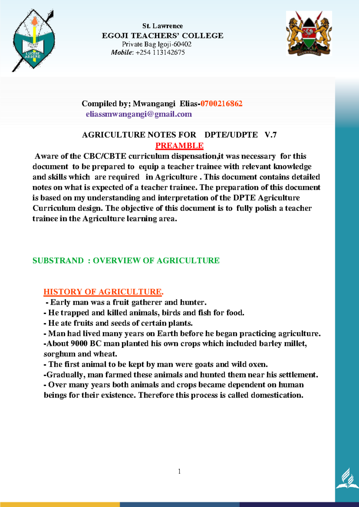 Agriculture Teaching Notes for V.7: Comprehensive Overview and Insights ...