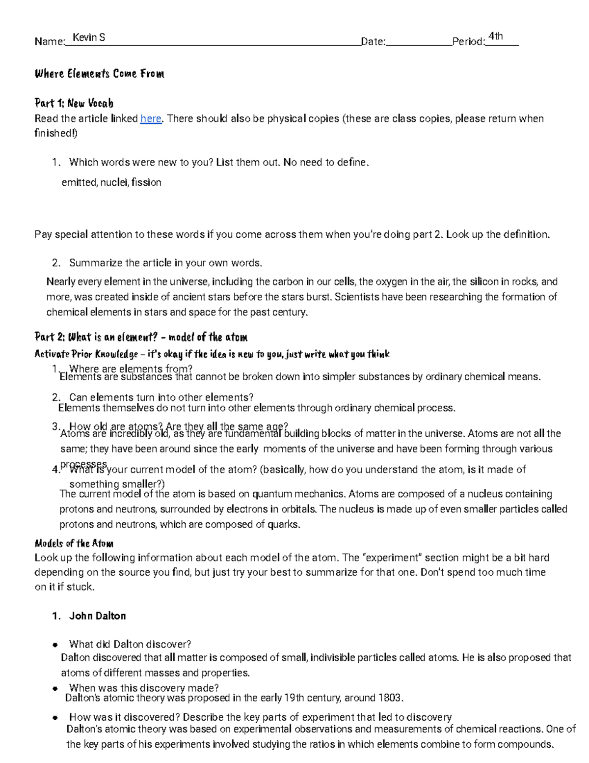 Where Elements Come From - - Studocu