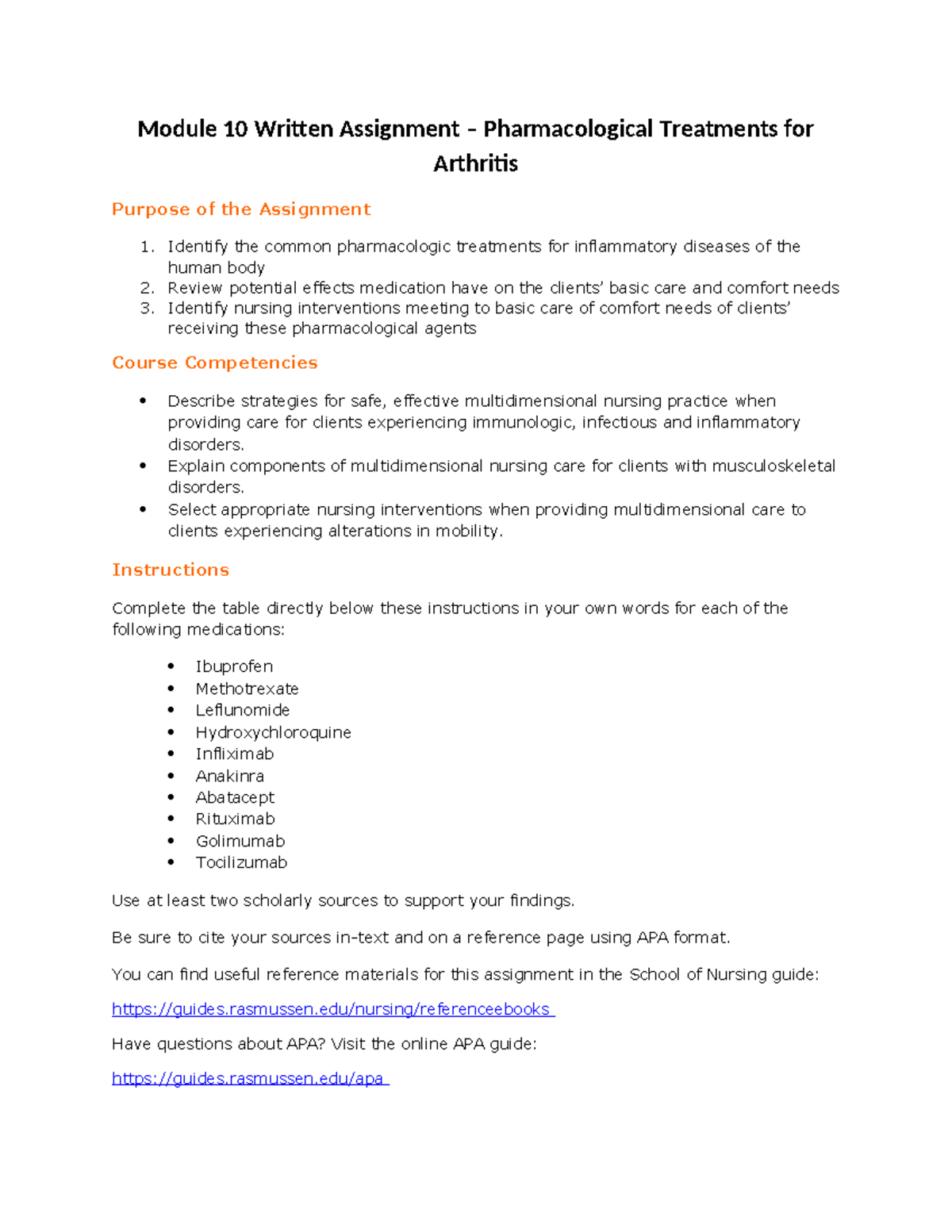 Module 10 Written Assignment – Pharmacological Treatments for Arthritis ...